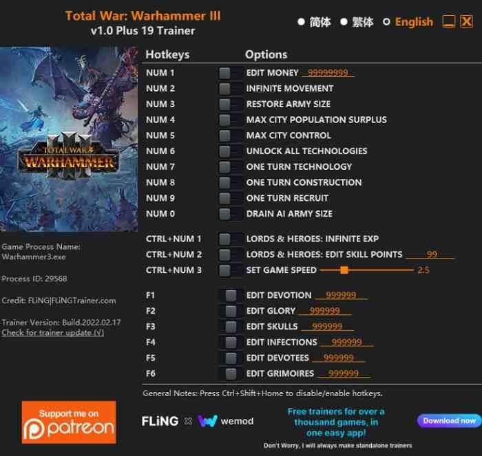 Total War: Warhammer 3 Trainer, Hack & Cheat Guide